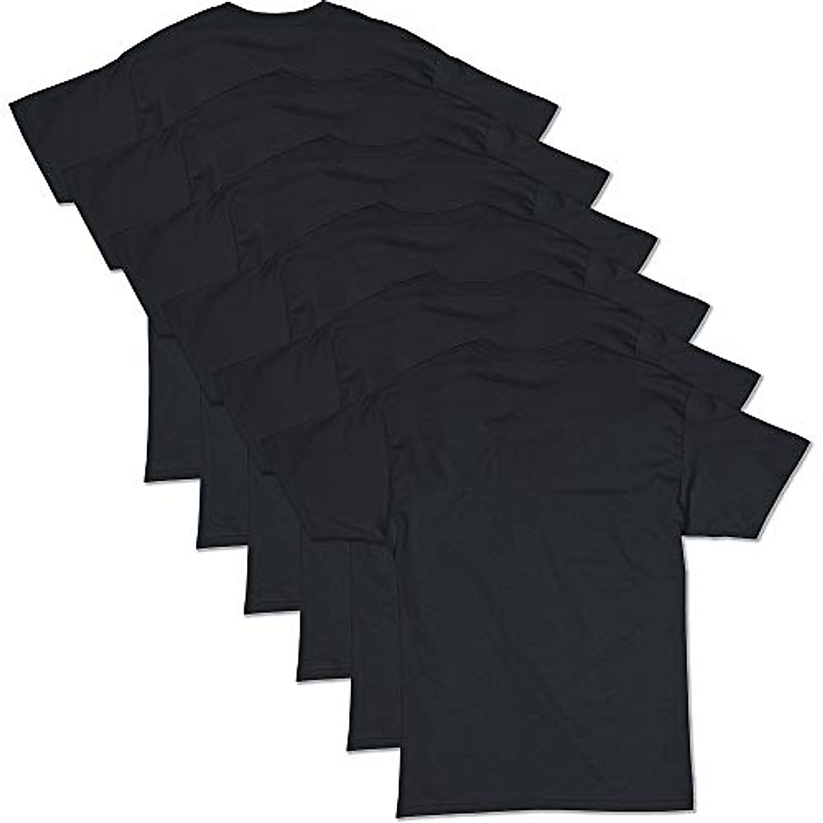 Hanes mens Essentials Short Sleeve T-shirt Value Pack (6-pack) fashion t shirts, Black, Large US