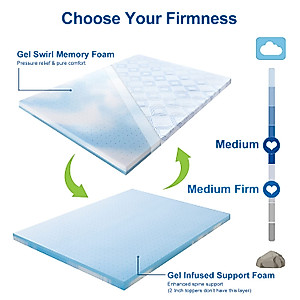 BedStory Queen Mattress Topper, 3 inch Memory Foam Mattress Topper, Firm Bed Topper Cooling Gel-Infused with Anti-Slip Removable&Breathable Cover for Back Pain, Pressure Relieve, CertiPUR-US(60" x80")