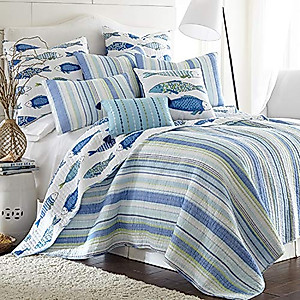 Levtex Home - Catalina - Decorative Pillow (20 x 20in.) - Fish Printed - Blues, Green, and White