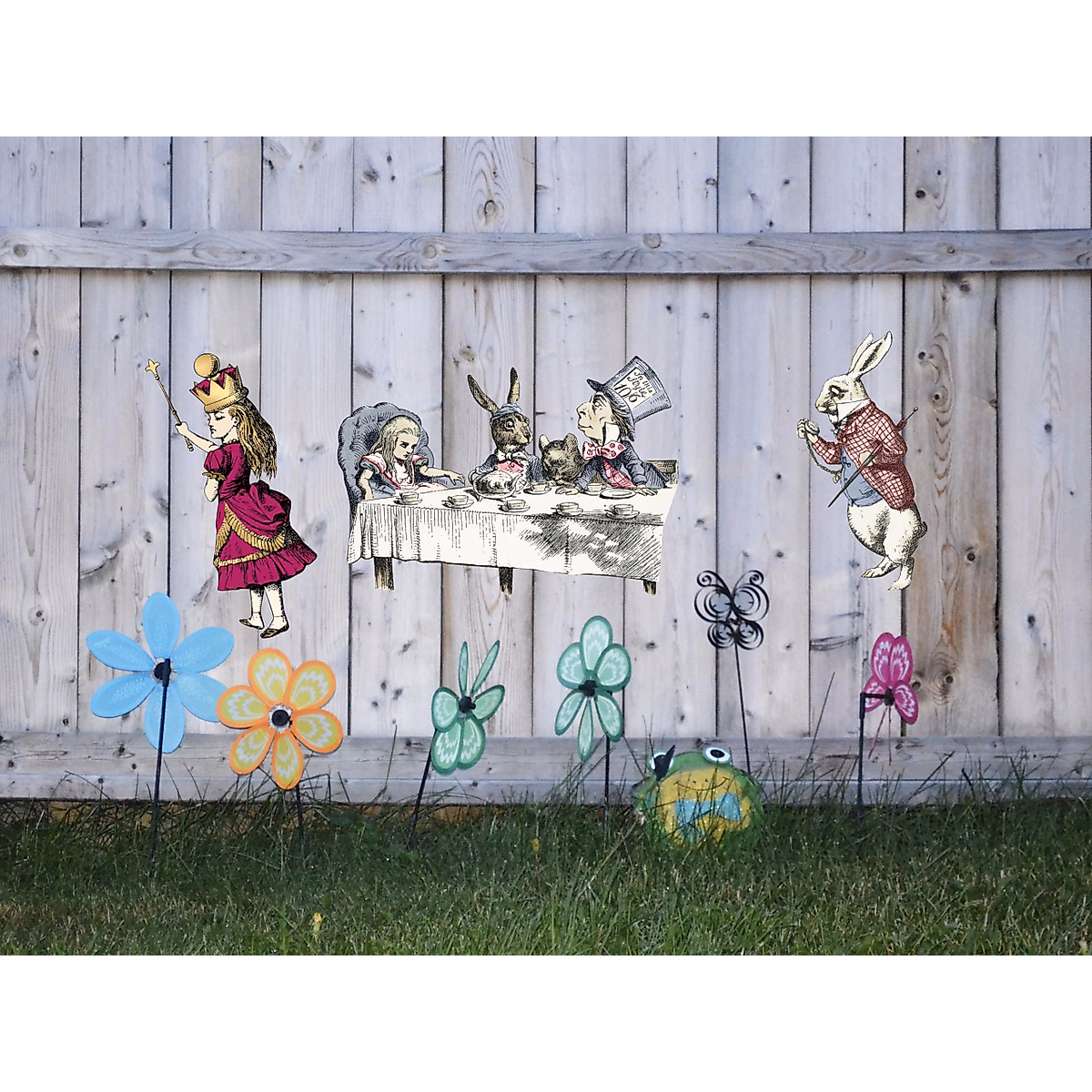 Alice in Wonderland Decor Tea Party Decorations Cardboard Cutouts 5PCS Double Sided Laminated (FivewithClock)