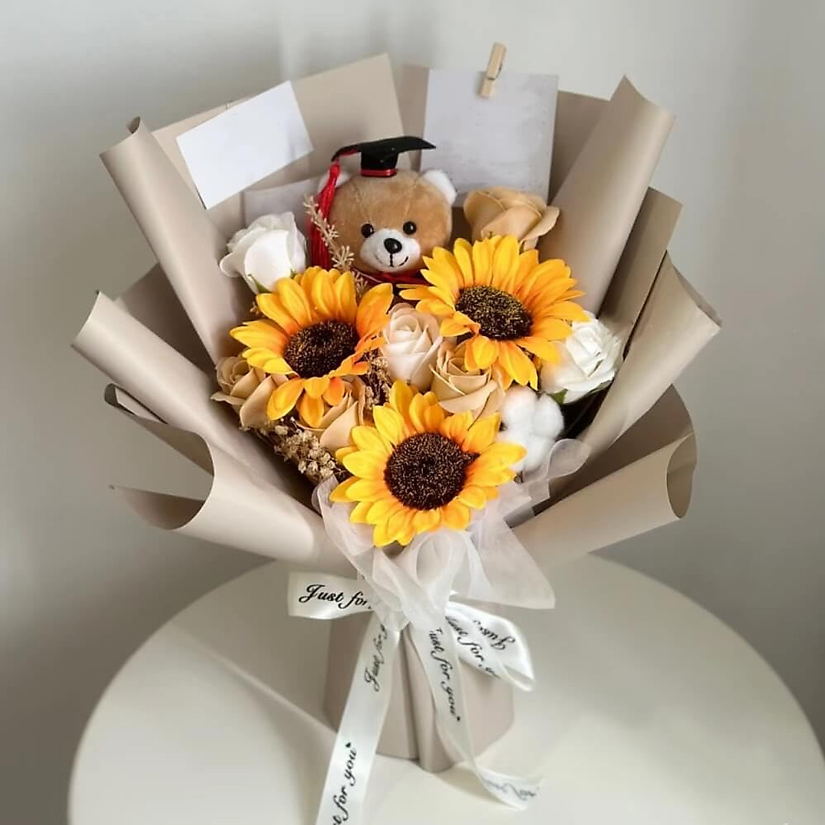 BBJ WRAPS Brown Flower Wrapping Paper, Waterproof Floral Bouquet Wrapping Paper Gift Packaging Florist Wraps, 20 Sheets 23.6x23.6 Inch (Coffee)