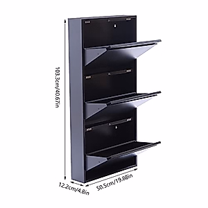 SHIOUCY Grey Shoe Cabinet with 3 Flip Drawers, Shoe Storage Cabinet Wall Mounted, Freestanding Shoe Rack Storage Organizer for Entryway, Hallway, and Corridor