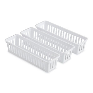 SEDLAV Plastic Drawers Organizer, 3 Ct, White, Desk Drawer Organizer. Ideal: Desk Organizers And Accessories, Makeup Drawer Organizer, Kitchen Utensil Organizer, Bathroom Drawer Organizer, Pen Holder