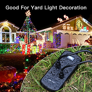 Outdoor Power Strip Weatherproof, Waterproof Surge Protector with 6 Outlets 3 USB Ports 9.6FT Long Extension Cord Overload Protection, Wall Mountable Outlets Strip for Deck Yard Garden Lights, Black