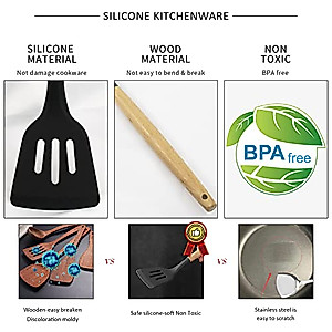 Kitchen Tools Silicone Kitchenware 13 Piece Sets Non-Stick Pot Spatula Kitchen Tools Cooking Spatula Set (black)(BPA Free)