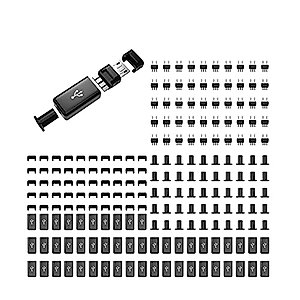 diymore 50 Packs Micro USB Type B Male Plug Connector Kits with Plastic Cover for DIY