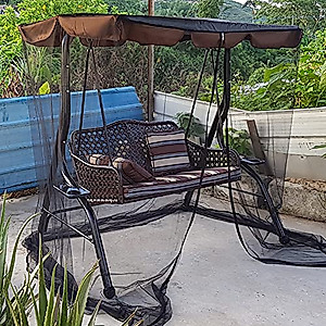 Lixada Outdoor Swing Chair Mesh Net Ultra Large Mosquito Net Zipper Closure Netting Curtain Water Resistant Patio Seater Mesh Canopy Cover