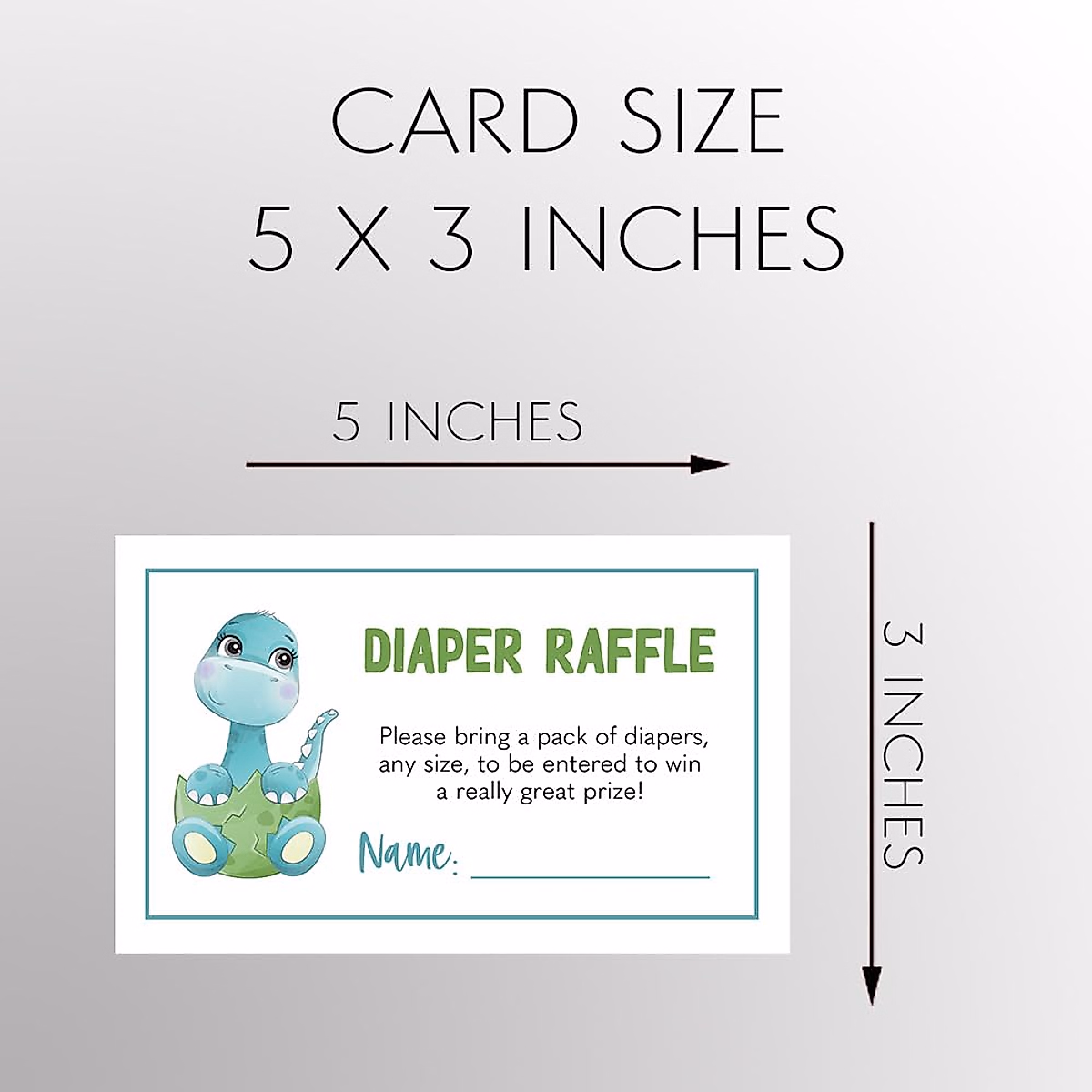 The Invite Lady Dinosaur Baby Shower Diaper Raffle Ticket Diaper Wipes Raffle Ticket Insert Request Prize Dino Egg Baby Dinosaurs Boy Blue Green Printed Cards (50 Count)