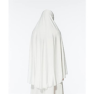 Qubanda Women Muslim Islam Headscarf Hijabs Muslim Headscarf Turban Jersey Hijabs Long Cape Hat, White, Large
