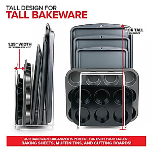 Stock Your Home White (2 Pack) Extra Tall Steel Baking Pan Organizer Rack for Cabinet Storage or Kitchen Counter, Cookie Baking Sheet Organizer with Dividers, Muffin Tin and Cutting Board Holder