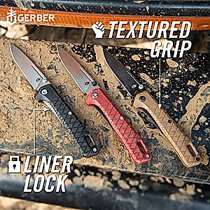 Gerber Gear Zilch Folding Pocket Knife, 3.1 Inch Plain Edge Blade, Drab Red