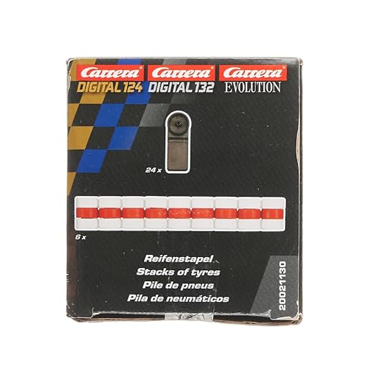 Carrera 20021130 21130 Tire Stacks Guardrail Wall for Digital 124/132/Evolution Slot Car Tracks Realistic Scenery Add On Parts Accessory, White Red