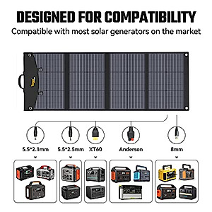 Togo POWER 120W 18V Portable Solar Panel for Jackery/ECOFLOW/BLUETTI/Anker Power Station, IP65 Waterproof Foldable Solar Panel with USB QC3.0 and USB-C for Phones Tablets, Camping, RV, Off Grid