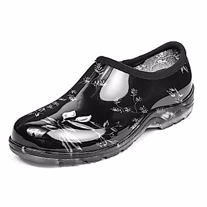 DKSUKO Women's Rain Boots Waterproof High Top Rain Shoes with Lace Up Anti-Slip Garden Shoes(Tree Leaf,8)