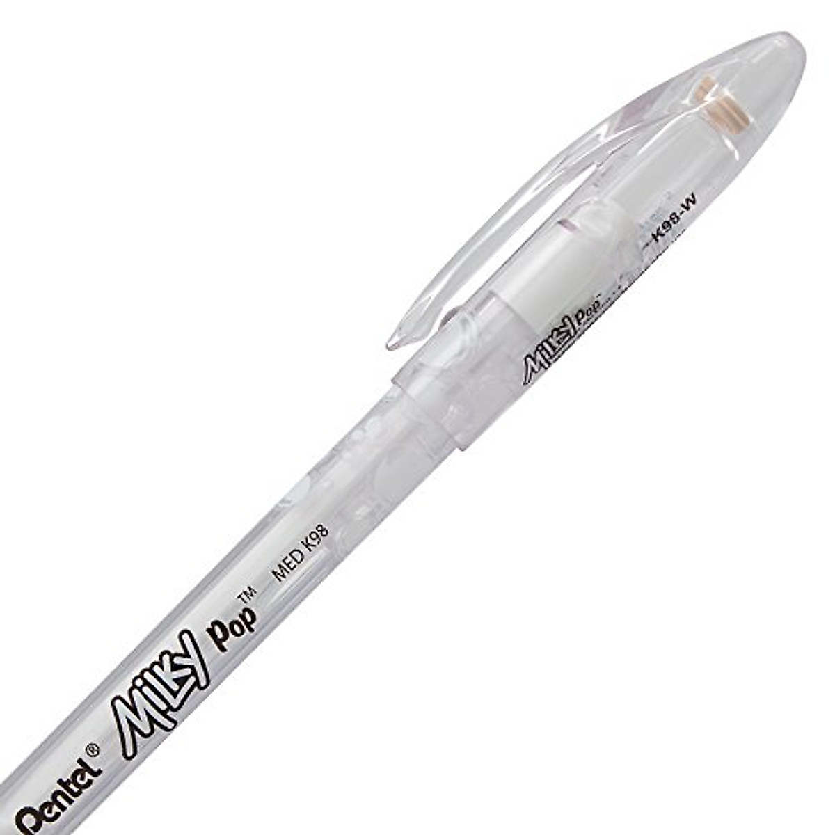 Pentel Arts Milky Pop Pastel Gel Pen, 0.8mm Medium Line, White Ink, Pack of 2 (K98PABP2W)