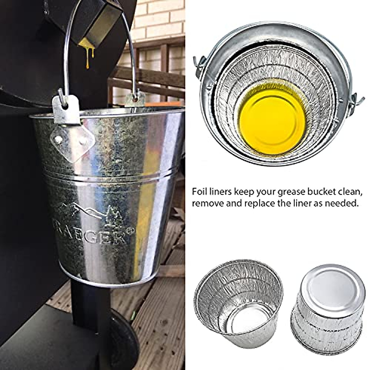 AJinTeby 20-Pack Aluminum Foil Grease Bucket Liners Replacement for Pit Boss Grills, 6.3” x 6.0” Grill Grease Bucket Liner