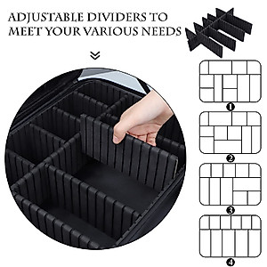 Oewoer Professional Travel Makeup Case 16.5 Inches Large Make Up Bag Cosmetic Train Case Portable Artist Storage Organizer Bag with Shoulder Strap for Makeup Brushes (L-Black)