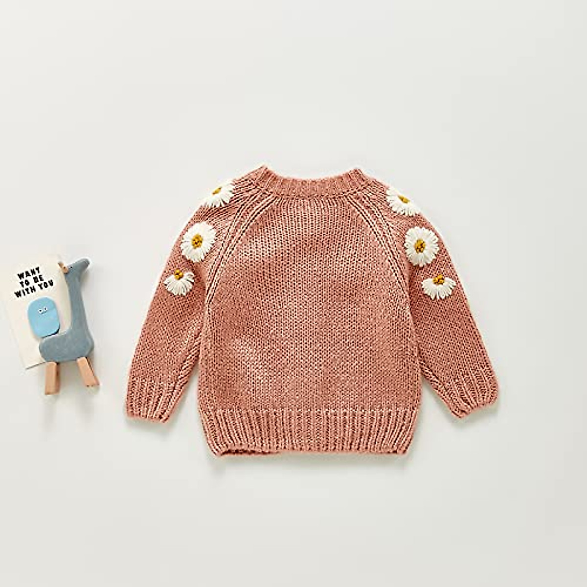 Infant Baby Girl Knitted Cardigan Embroidery Long Sleeve Button Sweaters Tops Casual Jacket Fall Winter Clothes Outfit (Embroidery Pink, 18-24 Months)