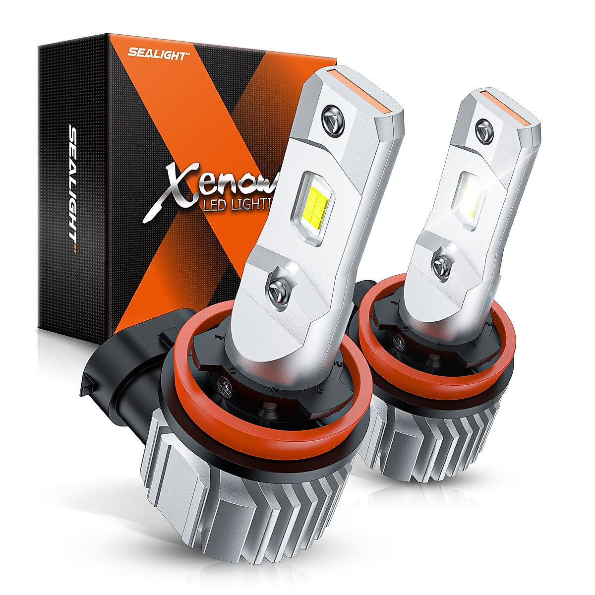 SEALIGHT H16 H8 H11 LED Fog Light Bulbs, 12000LM 800% Brightness 6500K Cool White, 360° Adjustable Ring Fog Light Bulb, 60000HRS Lifespan H8 H16 Replacement Fog Bulbs Non-polarity, Pack of 2