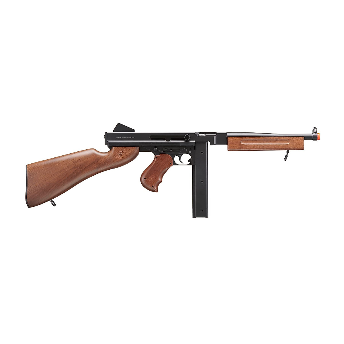 Airsoft Tommy Thompson Durable Submachine Gun WW2 Chicago Typewriter Full Auto SMG AEG with Extra Stick Magazines, Battery and Charger