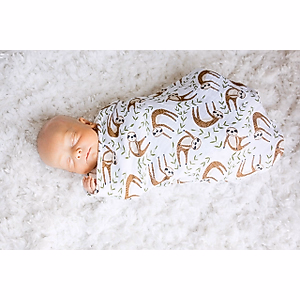lulujo Baby Swaddle Blanket| Unisex Softest 100% Cotton Muslin Swaddle Blanket| Neutral Receiving Blanket for Girls & Boys | 47in x 47in Sloth