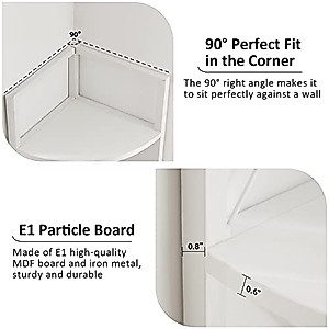 Fiona's magic 5-Tier Corner Shelf Stand, Tall Corner Bookshelf Corner Plant Stand, Corner Storage Shelves for Living Room, Home Office, Small Space, White
