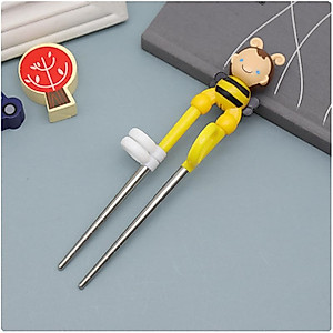 Children's Practice Chopsticks Kids Chopsticks Reusable Childrens Chopsticks Easy To Use Chopsticks Toddler Chopsticks Helper (Bee stainless steel yellow)