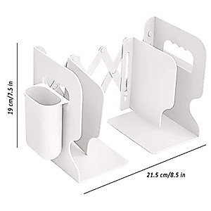 SZYAWsd File Sorters Expandable Bookend Adjustable Desktop Bookshelf with Pen Holder for Office School Home Desk