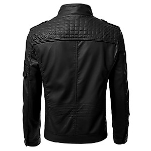 DECIMAL Men's Black Genuine Lambskin Leather Biker Jacket VINTAGE REAL MOTORCYCLE JACKETS FOR MEN (XX-LARGE)