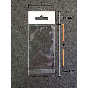 500 Pcs 5x7 Hang TOP Clear Resealable Cello Cellophane Bags w/Hanging Header