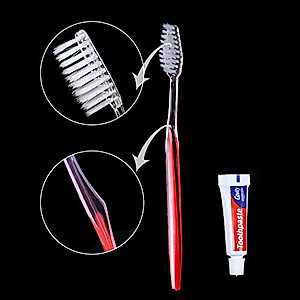 skourvut Disposable Toothbrushes with Toothpaste Individually Wrapped 5 Colors Bulk Toothbrush and Toothpaste 10g for Homeless,Shelter,Air Bnb/Hotel/Guest Apartment (30)