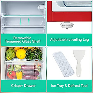 Kndko Compact Refrigerator 3.2 CU.FT. Fridge with Freezer - Dual Door Fridge - Adjustable Temperature, Energy Saving - Retro Refrigerator for Dorm, Bedroom, Apartment, Office, Garage