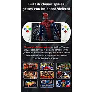 CZT 5.1-inch multi-function video game console color crystal buttons built-in 9600 games MP3MP4 lithium battery game archive AV OUT DV/DC hand-held gaming device (White)