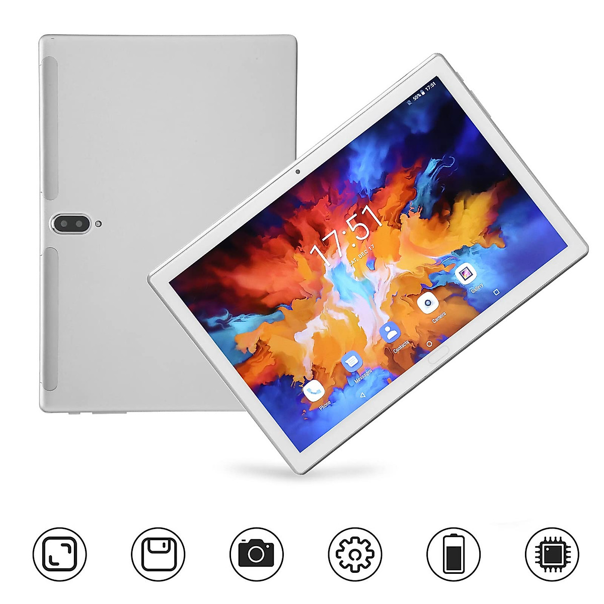 Acogedor 10.1Inch Tablet for Android 11.0, 1920x1200 IPS Screen MTK6580 Octa Core CPU 128GB ROM 8GB RAM 5G WiFi Tablet, 5MP Front and 13MP Rear Dual Camera (Silver)