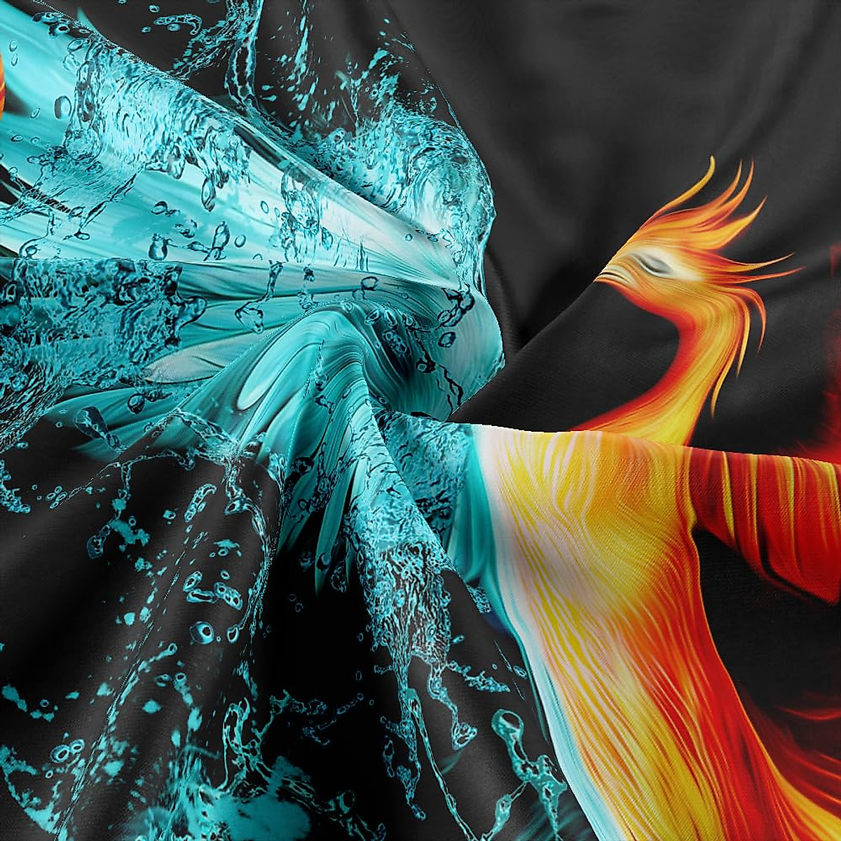 Fantasy Phoenix Tapestry, Water Ice and Fire Rising Phoenix Animal Anime Wall Hanging for Bedroom, Aesthetic Tapestry for Men Beach Blanket College Dorm Home Decor(60X40)