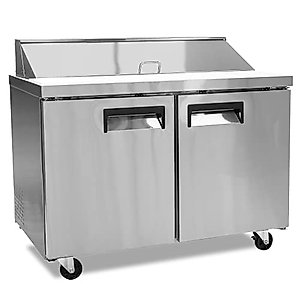 FSE 47-Inch Two-Door Refrigerated Commercial Salad/Sandwich Prep Table, 12 Cubic Feet, Stainless Steel, 115 v, (MRSL-2D)