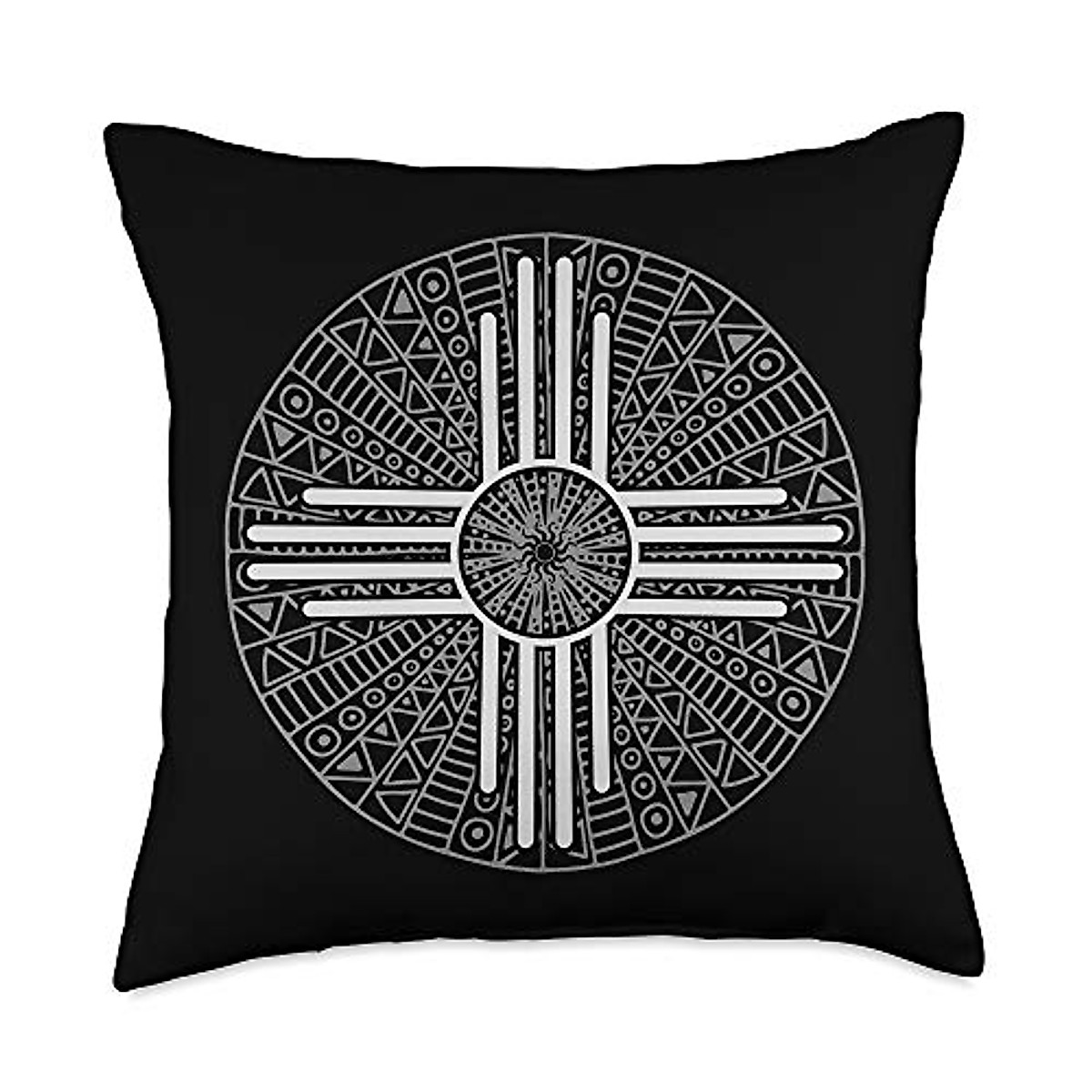 EDDArt New Mexico Native American Zia Symbol-Pride Mandala 2 Throw Pillow, 18x18, Multicolor
