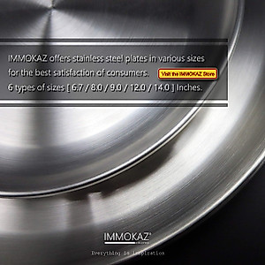 IMMOKAZ Matte Polished 6.7 inch 304 Stainless Steel Round Plates Dish Set, for Dinner, Camping, Outdoor, Baby safe, Toddler, Kids, BPA Free, Pack of 2 (S)