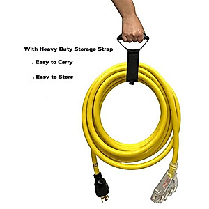 Kutatek 50Ft Heavy Duty Generator Extension Cord,NEMA L14-30P to Four 5-20R, 4 Prong, 30 Amp 125/250V 7500 Watts, 10 Gauge SJTW Flexible Cable, Twist Lock