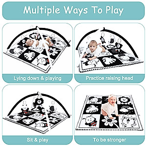Lovvie & Joy Baby Play Activity Gym Tummy Time Mat for Infant,Baby Gyms & Playmats for Babies 0 to 3 6 9 12 Months with 5 Toys for Early Sensory Exploration and Motor Skill Development