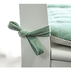 Happiness Decoration 2 Pack Chair Pad Seat Cushion Soft Non Slip Washable Dining Room Chair Pads with Ties Comfort and Softness Machine Washable U Shape Chair Pads,17' ' x 15.7' ' (Green (2PACK))