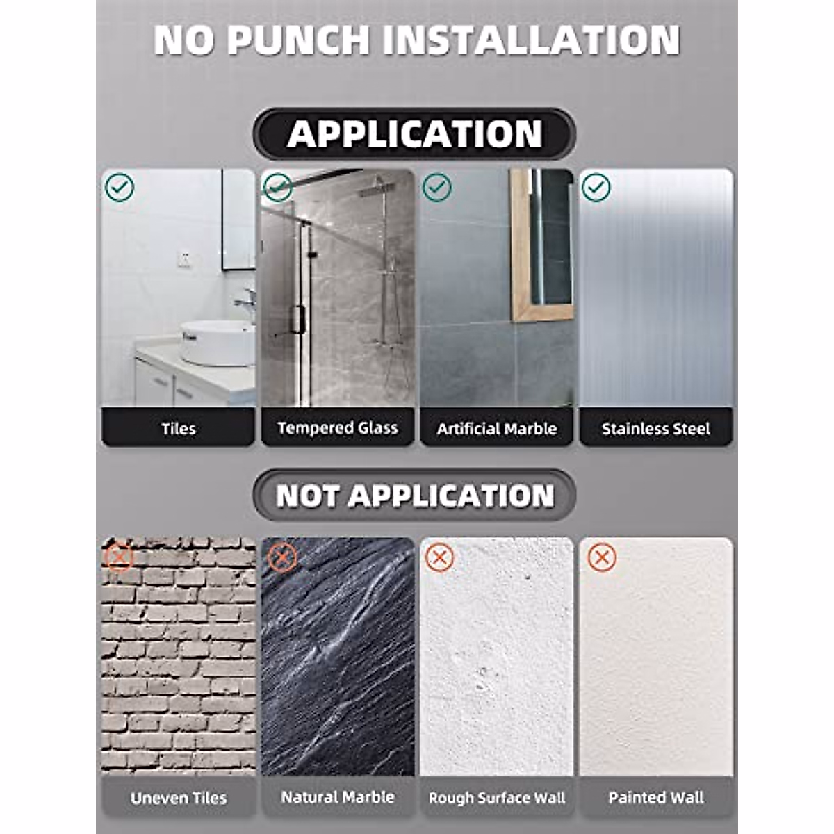 2-Pack Shower Caddy with Hooks Adhesive Shelf Shower Organizer Bathtub Storage Accessories, No Drilling Wall Mounted Stainless Steel Shower Shelves for Inside Shower for Bathtub and Kitchen, Black