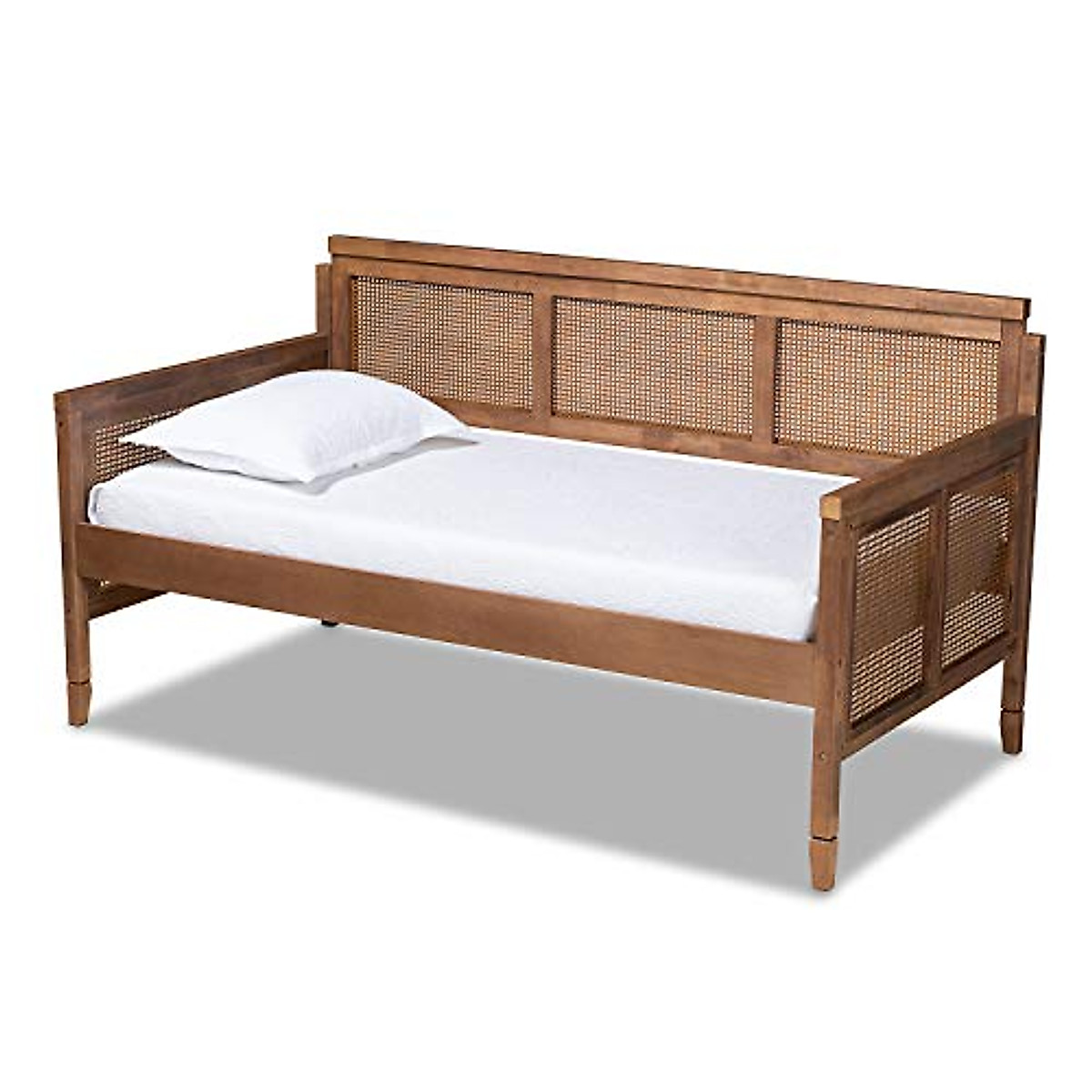 Baxton Studio Toveli Vintage French Inspired Ash Wanut Finished Wood and Synthetic Rattan Daybed