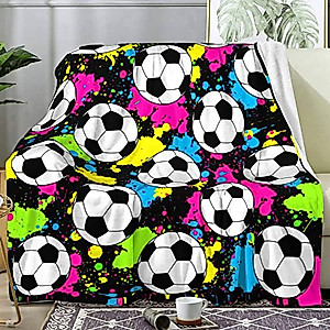 Soccer Blanket Super Soft Flannel Blankets and Throws Outdoor Football for Bedding Boys Girls Adults Gifts 50"X40"