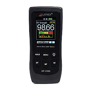 LATNEX AF-3500 EMF Meter RF Detector and Reader with Calibration Certificate - Measures RF and Microwaves, 3-Axis Gauss Magnetic Fields and Electrical Fields ELF