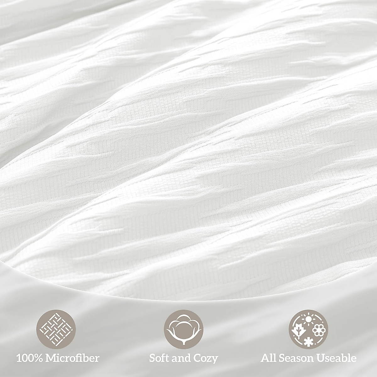 Homelike Moment Boho King Size Comforter Set White, 3 Pcs Lightweight Warm Jacquard King Bedding Comforter Set for All Seasons, Down Alternative Soft Comforter Sets King Size Bed with 2 Pillow Shams