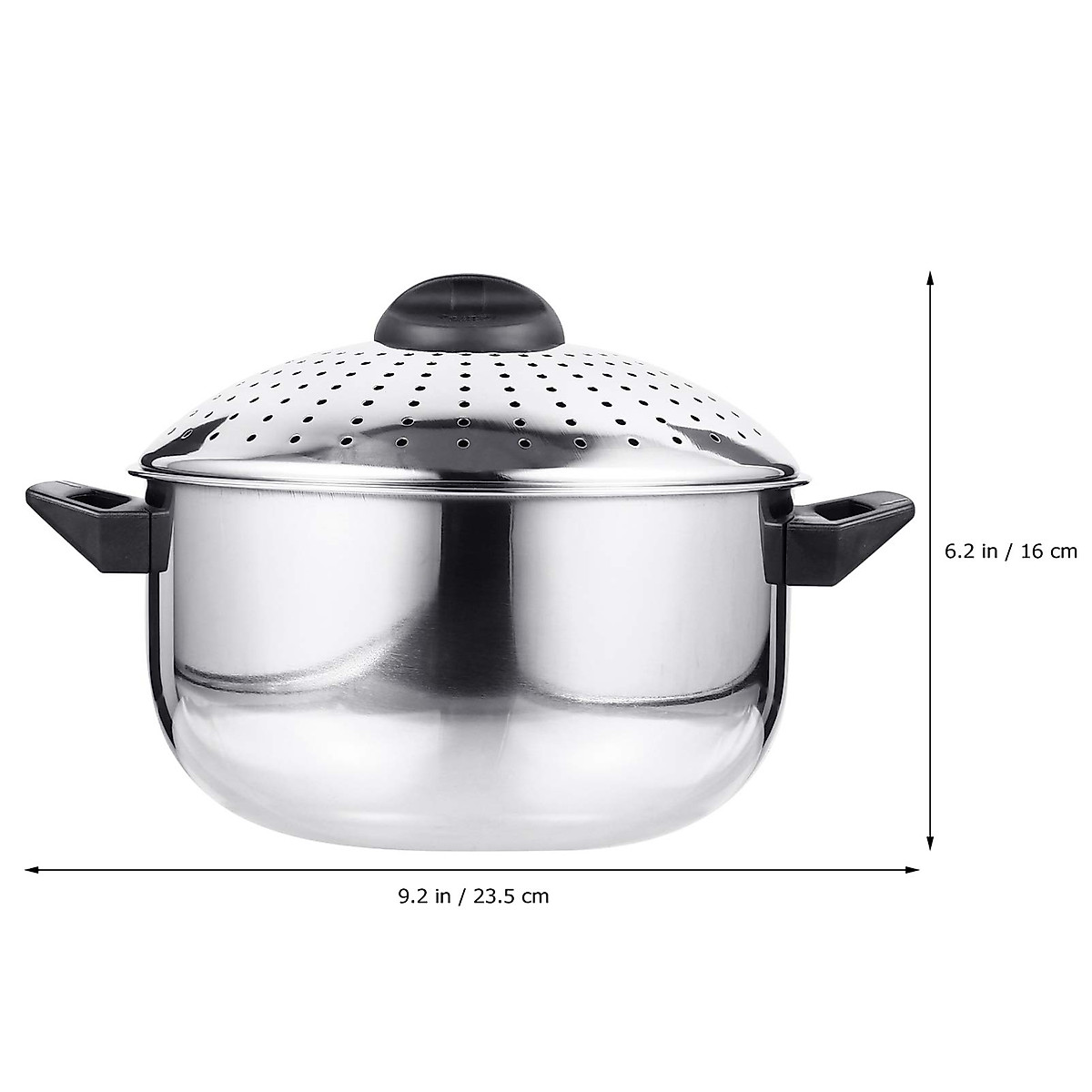 DOITOOL Stovetop Stainless Steel Pasta Pot with Strainer Lid, Nonstick Spaghetti Pot Noodles Cooking Pot for Cooking Pasta Noodle Veggie or Sauce, Sliver, 6.2X9.2