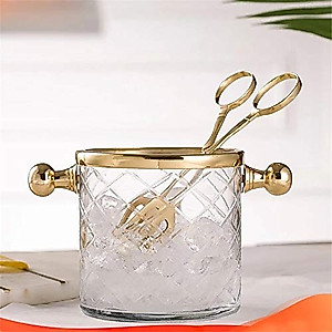 Handmade Brass Glass ice Bucket with ice Clip Dining Table Cooler Wine Wine Rack ice Bucket Champagne can Cooler