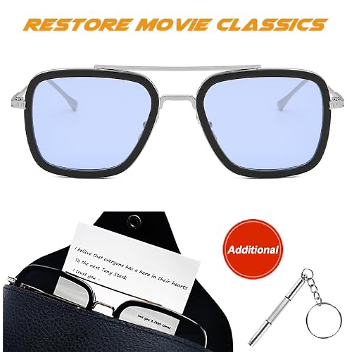SHEEN KELLY Trendy Square Pilot Sunglasses Men Women Vintage Rectangular Metal Frame Shades Eye Glasses