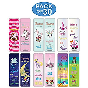 Creanoso Cool and Amazing Unicorn Bookmarks (30-Pack) – Stocking Stuffers Gift for Girls – Party Favors Supplies – School Classroom Giveaways – Book Reading Rewards Incentive – Girl’s Party Supply